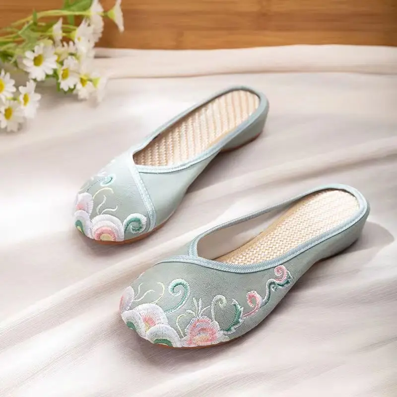 2024-New-Woman-s-Canvas-Slippers-Spring-Summer-Soft-Sole-Baotou-Flat ...