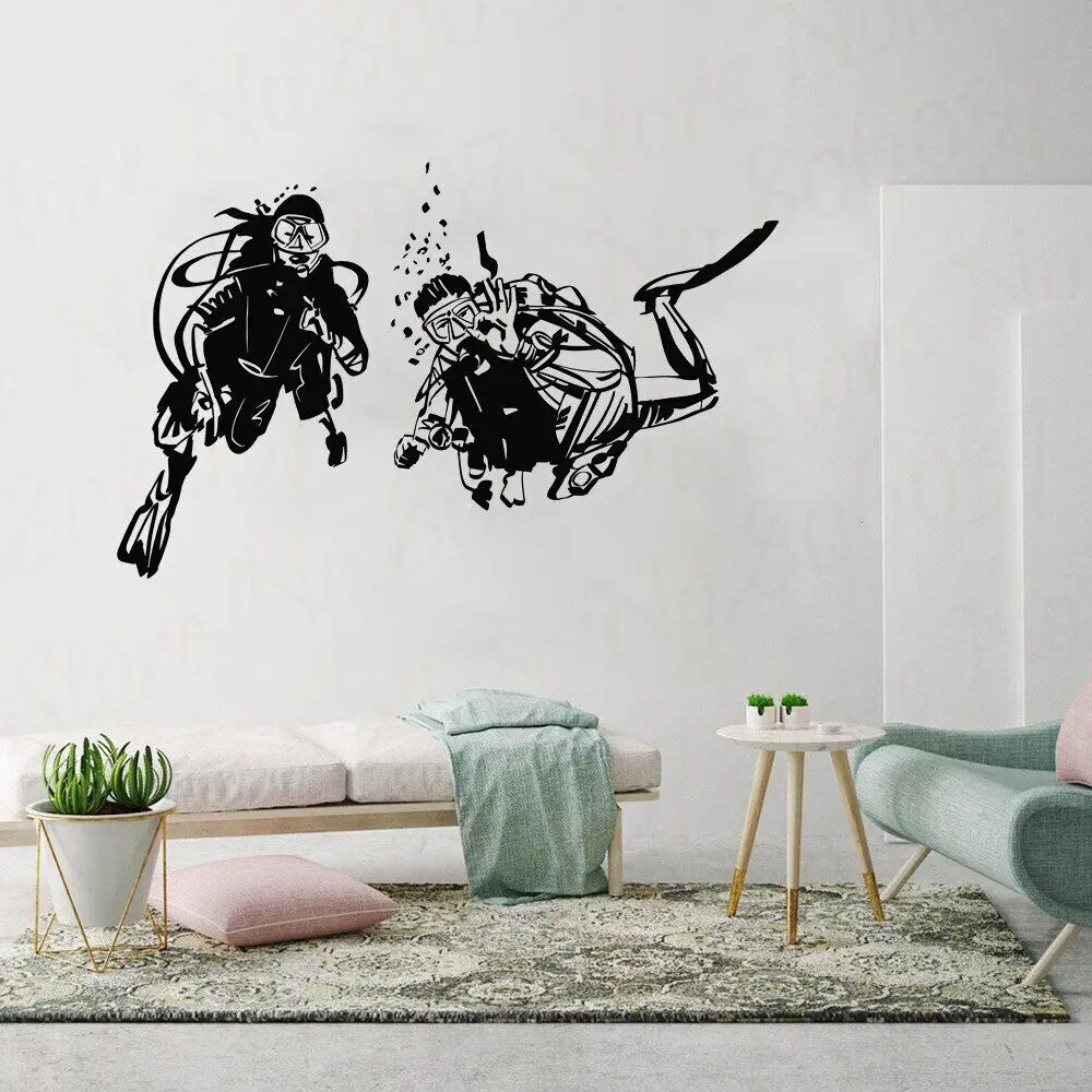 Wall-Decal-Divers-Ocean-Vinyl-Decor-Scuba-Diving-Suit-Extreme-Sport ...