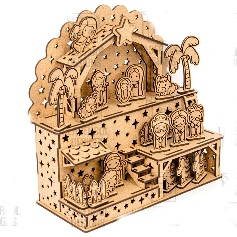 Nativity-Scene-Christmas-Laser-Cutting-Design-2D-Vector-Drawing-SVG-DXF ...