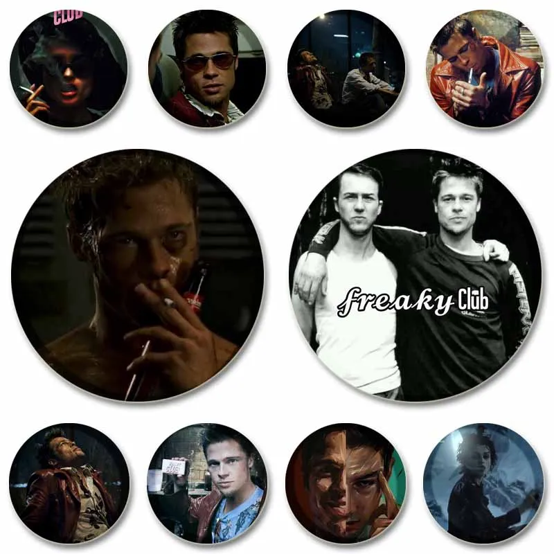 32/58mm Classic Movie Fight Club Soft Button Pins Retro Film Aesthetic ...