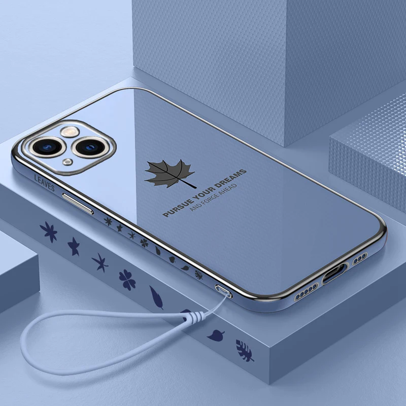 Luxury-Maple-Leaf-Electroplated-Phone-Case-For-Iphone-11-12-13-14-Pro ...