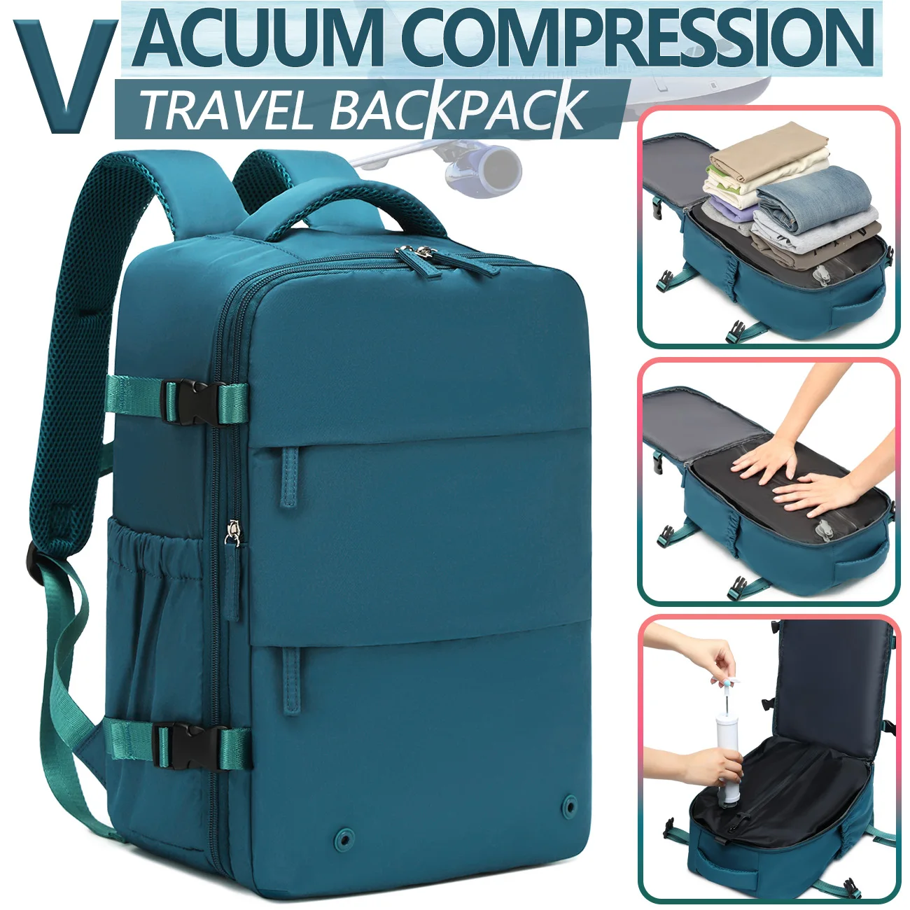Vacuum Compression Backpack, Airline-Approved Carry-On Size, Tote Bag ...