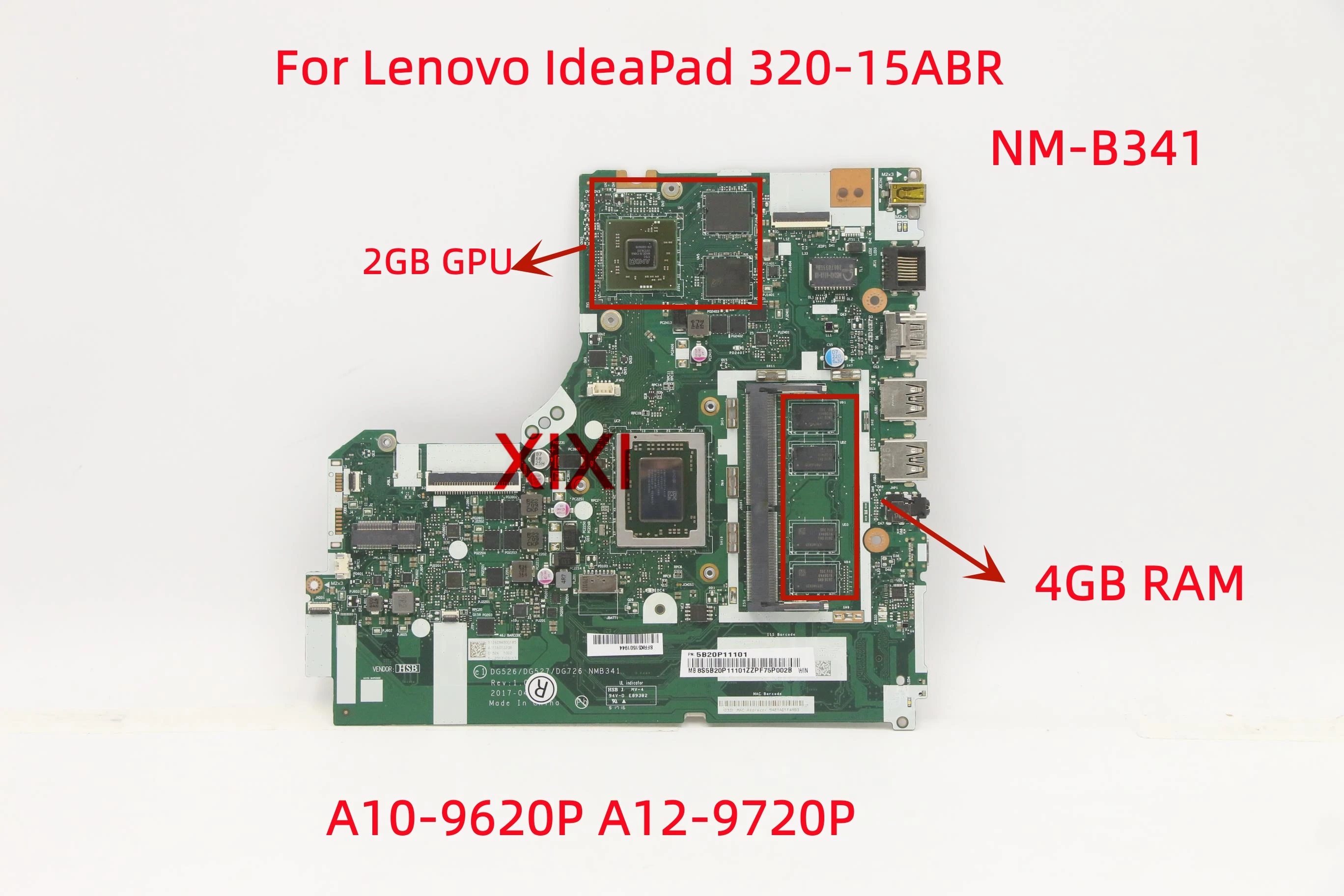 NM B341 For Lenovo IdeaPad 320 15ABR Laptop Motherboard With CPU A10 9620P A12 9720P FX 9800P ...