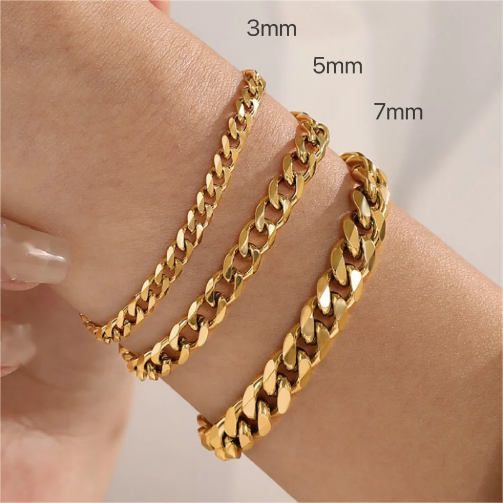 Mariasz Minimalist Trendy Cuban Chain Bracelet Classic Stainless Steel ...