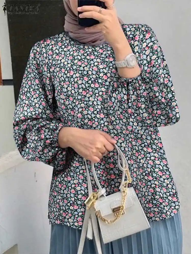 ZANZEA-Turkish-Hijab-Shirt-Muslim-Printed-Tops-For-Women-Causal-Long ...