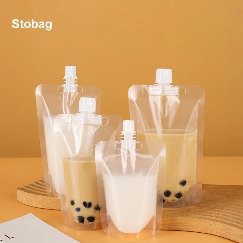 StoBag-100pcs-Transparent-Liquid-Packaging-Drinking-Nozzle-Bags-Clear ...