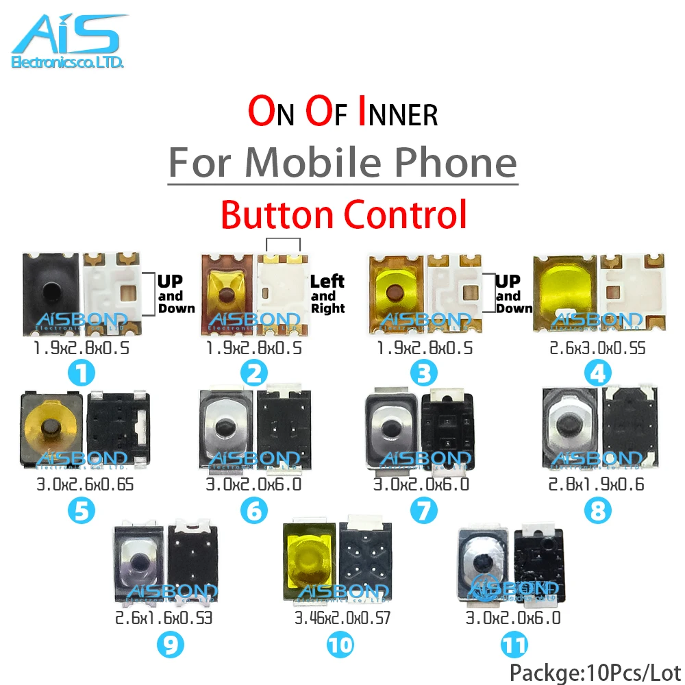 10pcs/lot Power On Off Inner Button Control For Iphone Android Huawei ...
