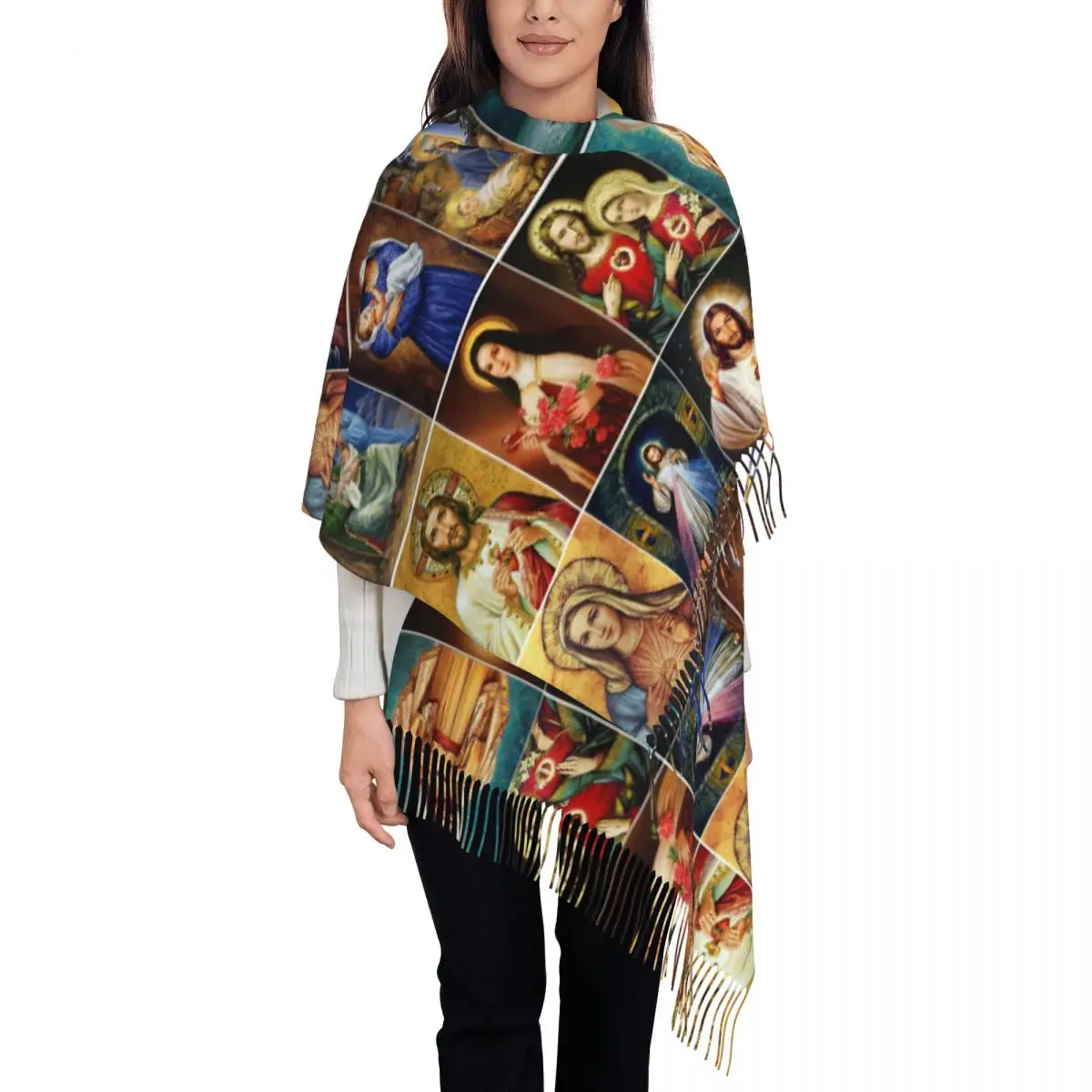 Womens-Tassel-Scarf-Jesus-Virgin-Mary-Christian-Long-Super-Soft-Shawl ...