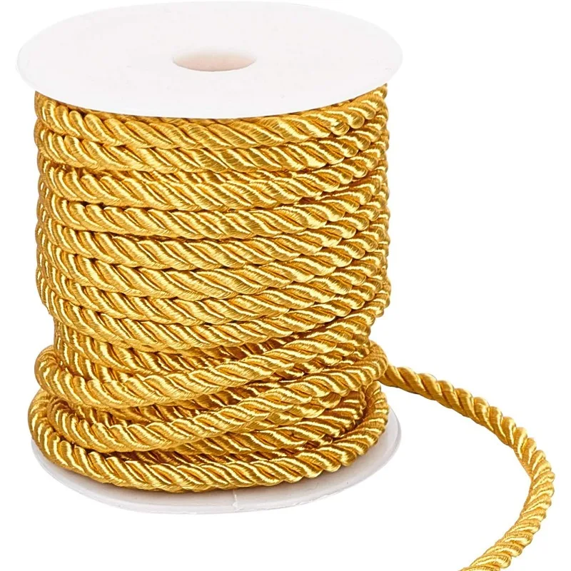 59 Feet Gold Cord 5mm Twisted Rope Trim Silk Cord Thread Decorative ...