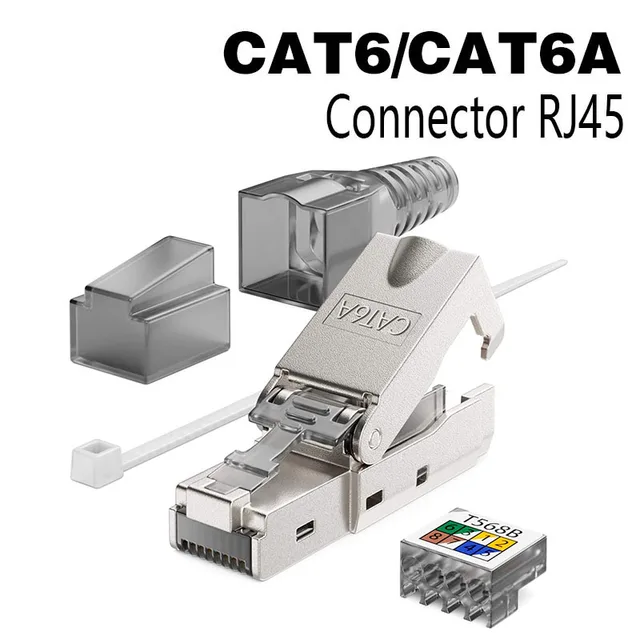 Conector CAT8 STP RJ45 CAT7 CAT6A, terminal Ethernet reutilizable ...
