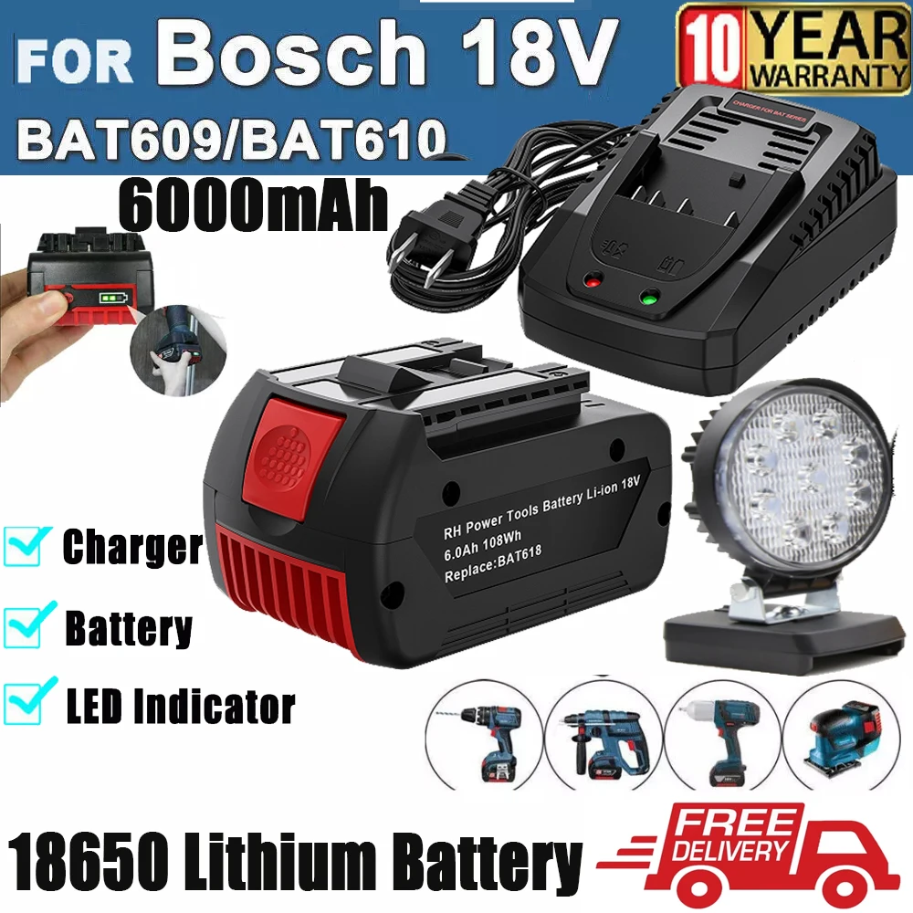 For-Bosch-18V-Battery-6000mAh-Electric-Drill-Rechargeable-Li-ion ...