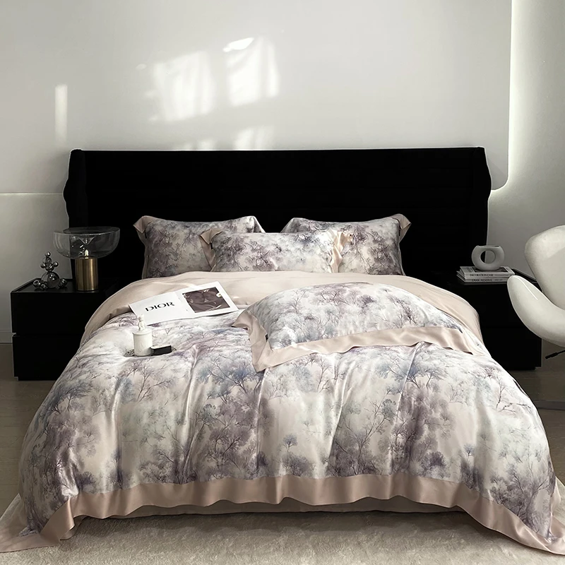 Real-InjBedding-Parure-de-lit-soyeuse-avec-drap-plat-ensemble-de ...