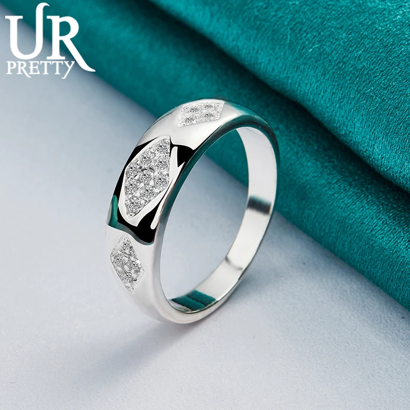 925 Sterling Silver 7-10# Rhombic Aaa Zircon Ring For Woman Men Charm ...
