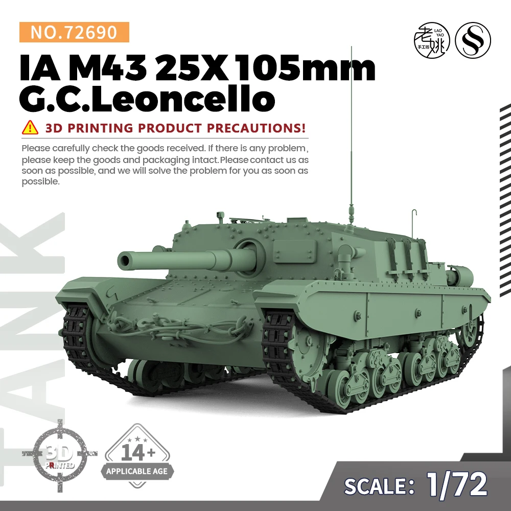 SSMODEL-SS72690-1-72-25mm-Military-Model-Kit-Italy-M43-105mm-L25-G-C ...