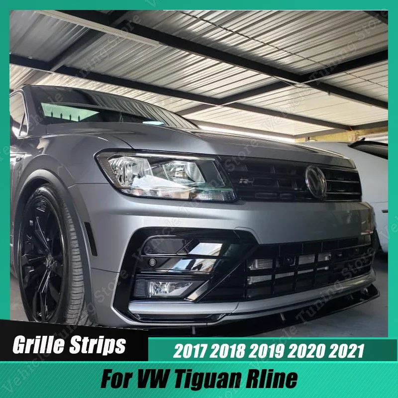 4Pcs-For-VW-Tiguan-MK2-Rline-2017-2021-Gloss-Black-Car-Front-Bumper ...