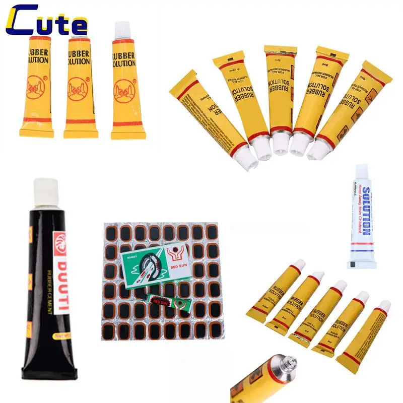 Rubber Inner Tube Repair Puncture Cold Patch Solution kit Adhesive Glue ...