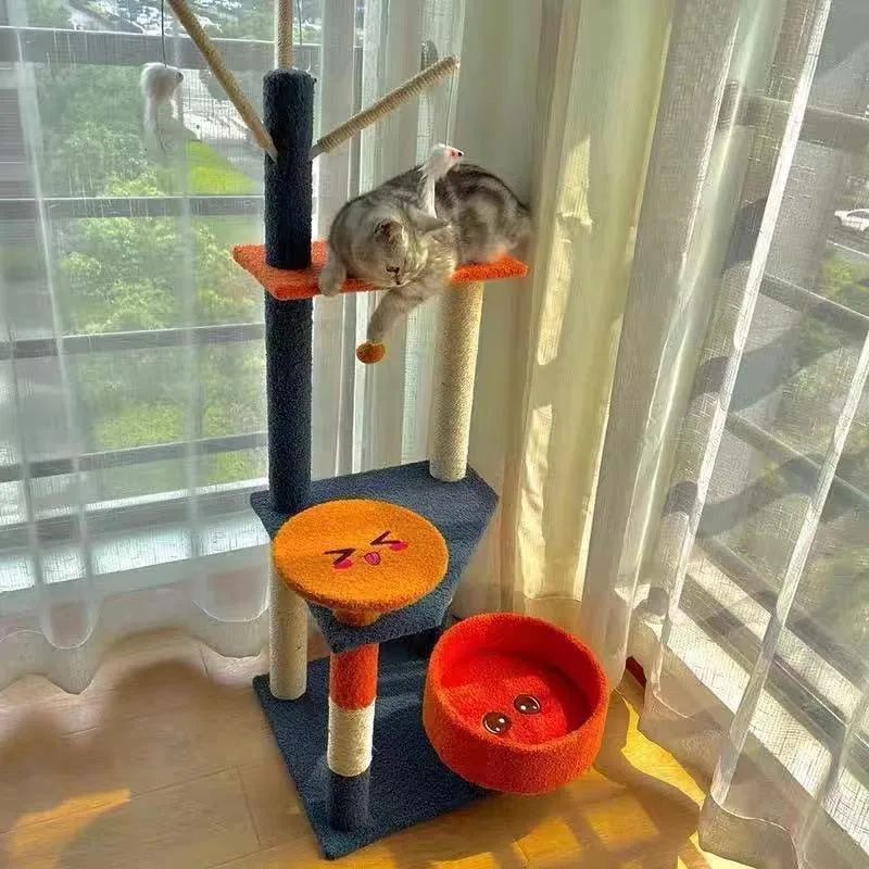 Multi-Layer-Cat-Tree-with-Ladder-Toy-Sisal-Cat-Tree-With-Cozy-Perches ...