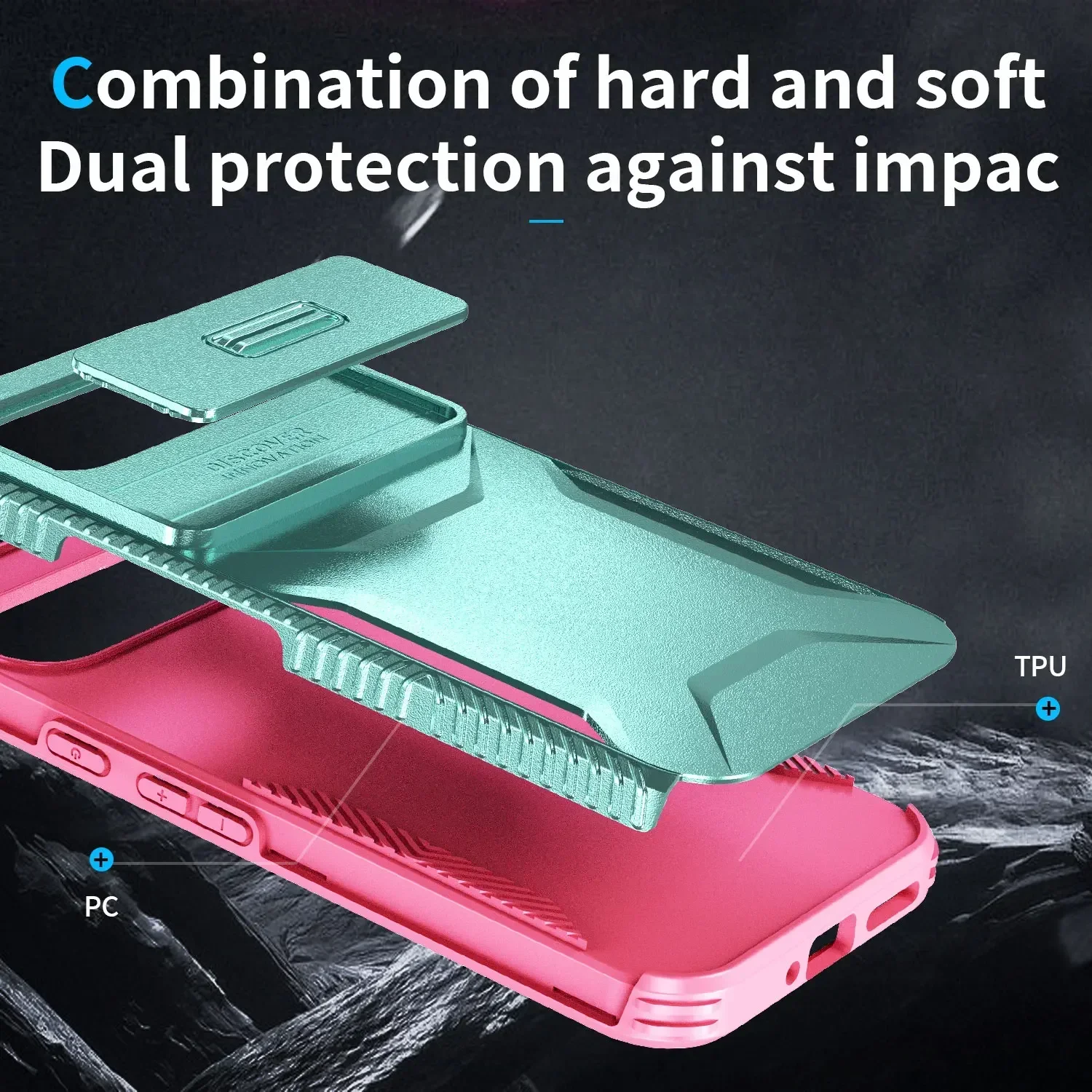 3-in-1 Hybrid Heavy Duty Armor Phone Case with Slide Window and Hard ...