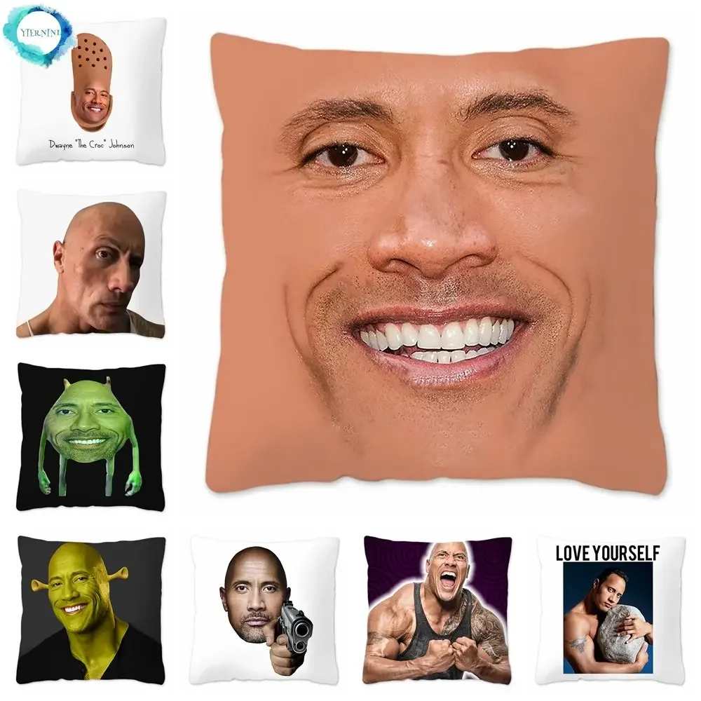 The Rock Face Cushion Cover for Home Decoration Funny Meme Throw Pillow ...