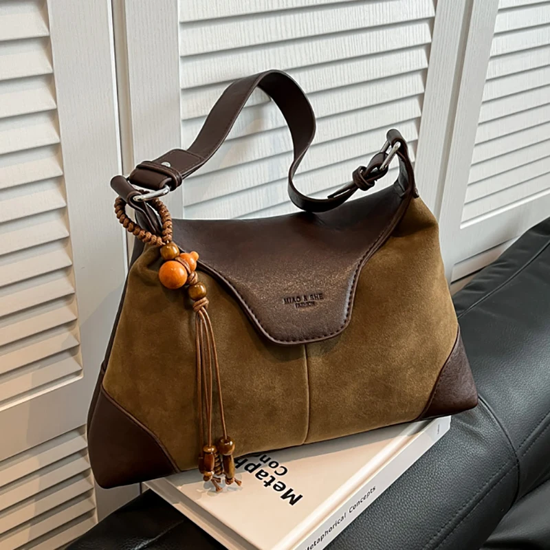 Winter Fashion Women Small Suede Leather Armpit Shoulder Bag Retro ...