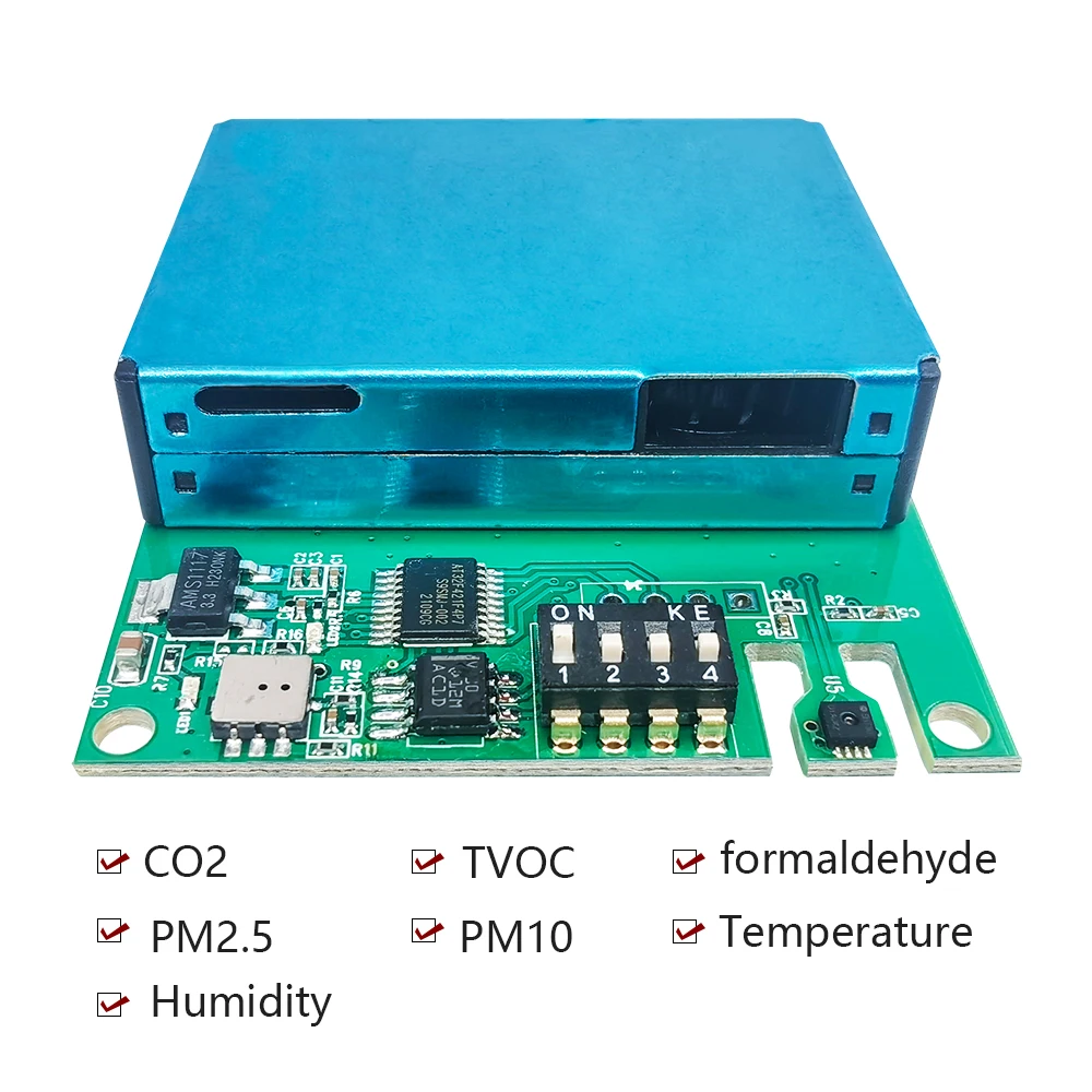 7-in-1 Air Quality Sensor RS485 Output Carbon Dioxide Formaldehyde ...