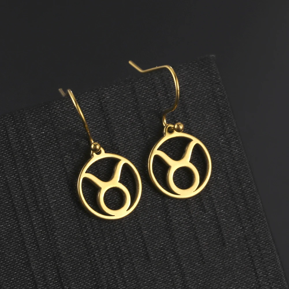 JDZQJ-Simple-Water-Drop-Taurus-Hoop-Earrings-Stainless-Steel-Gold-Plated-Constellation-Earring ...