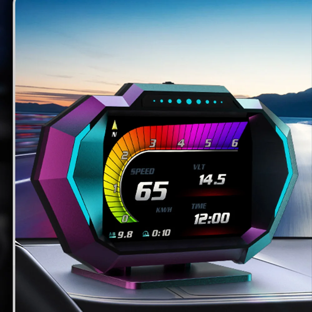 HUD OBD2 GPS Dual System Digital Water Oil Temp Turbo Press Car Head Up ...