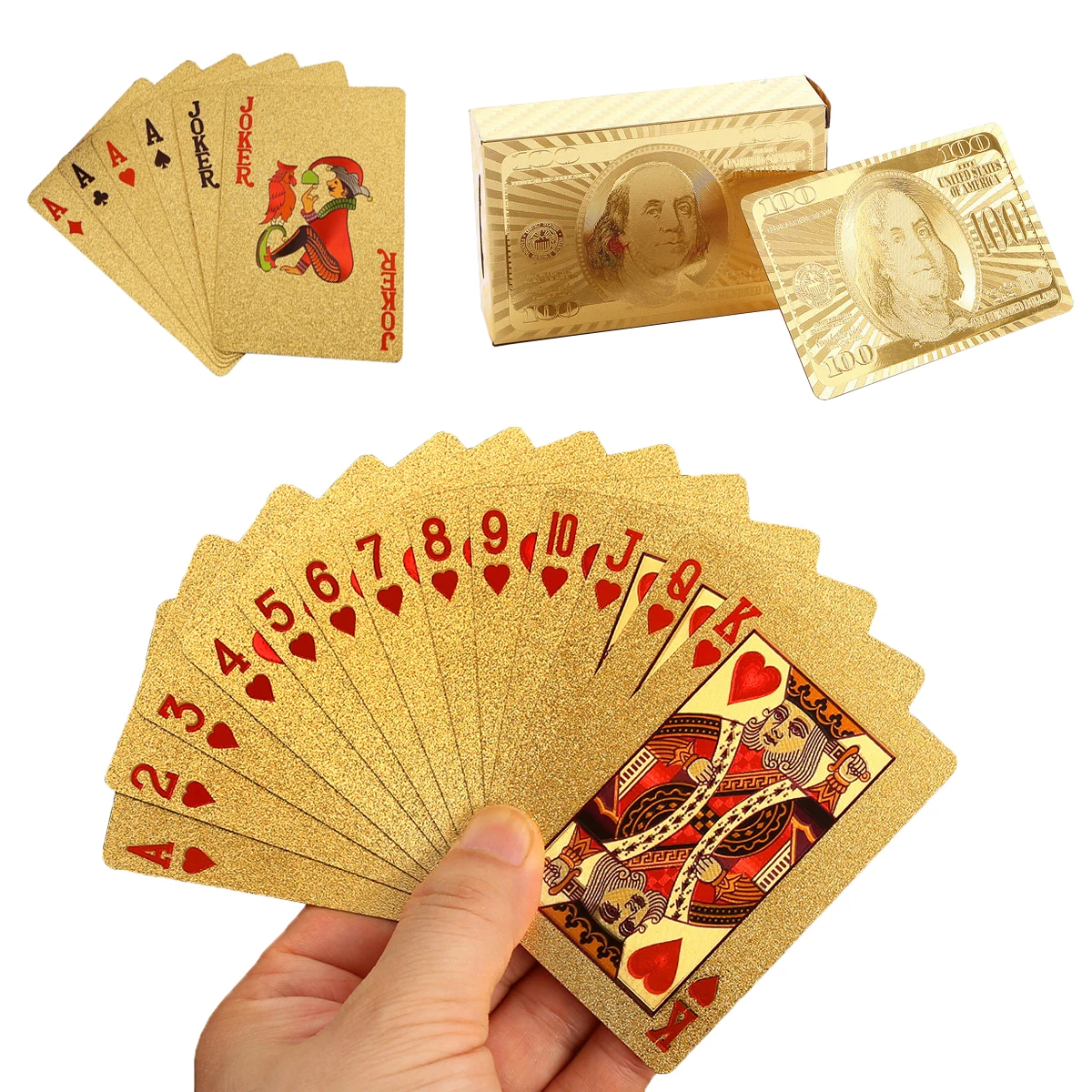 55pcs Plastic High Quality Poker Cards New Gold Silver Dollar Euro ...