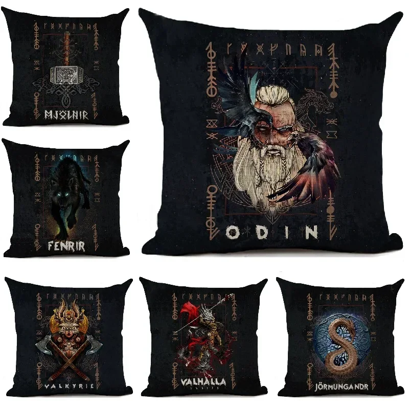 Norse Mythology Asgard God Cushion Cover Viking Odin Thor Printed Sofa ...
