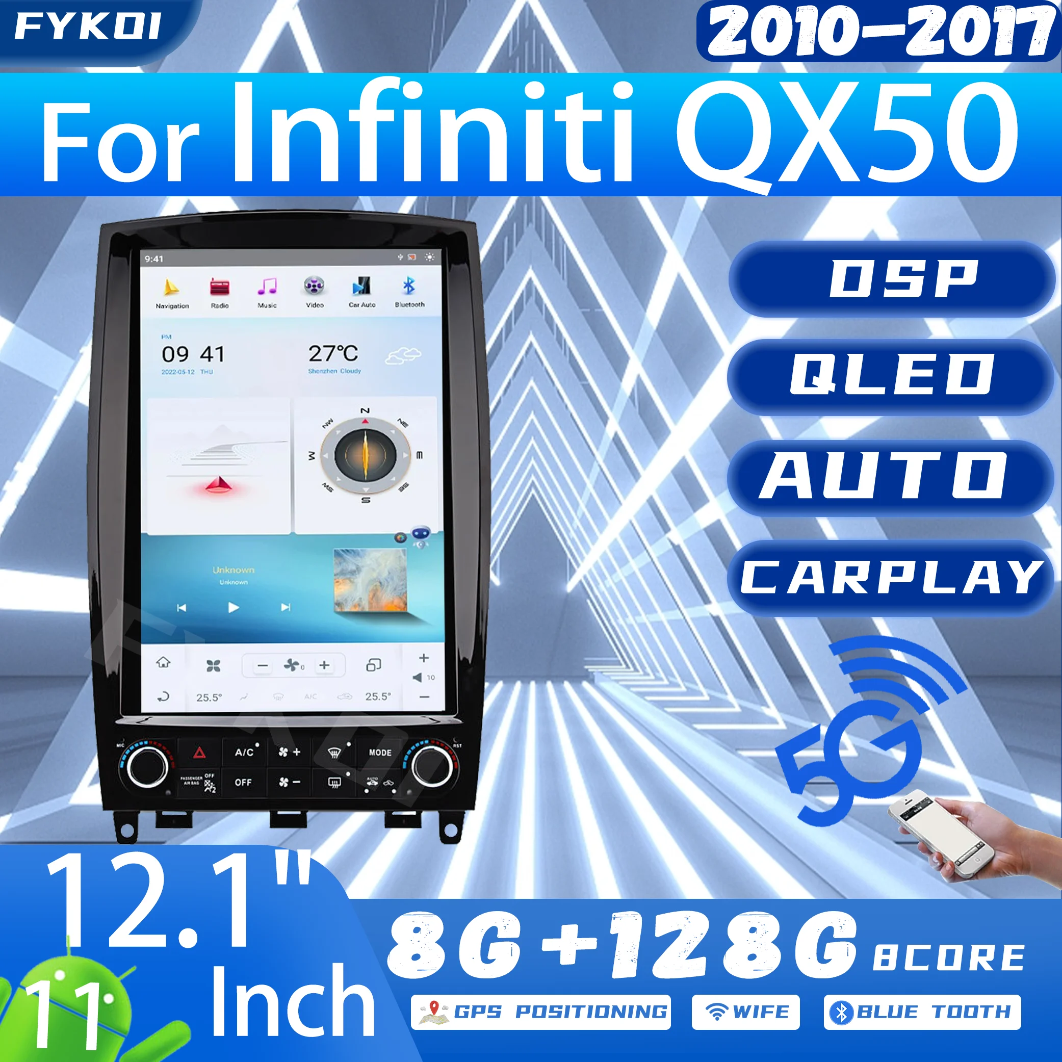 FYKOI-Car-Radio-For-Infiniti-QX50-EX25-EX35-EX30-EX37-2010-2017-Android-Auto-Automotive ...