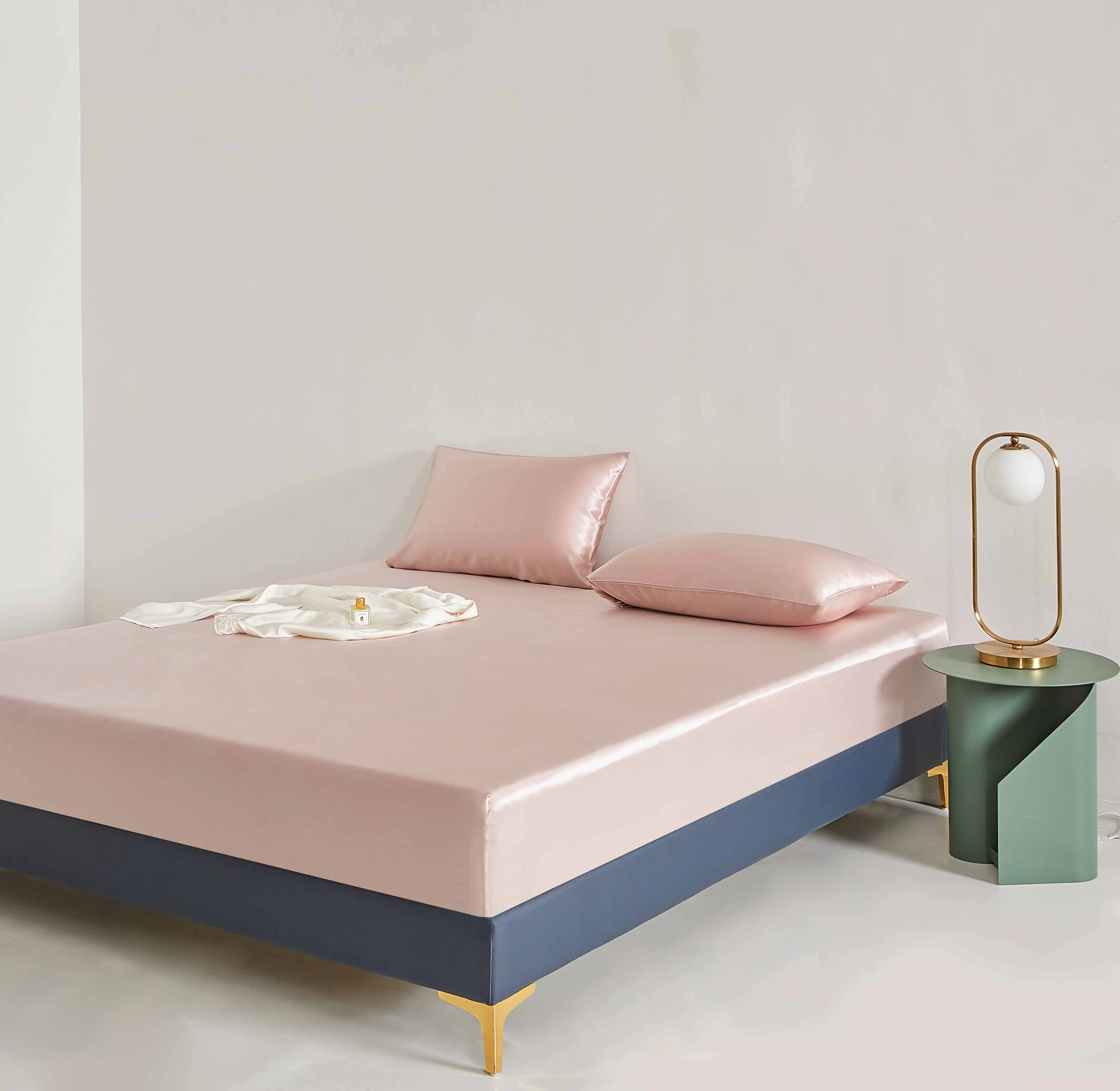 Luxury-Pure-Silk-Fitted-Sheet-Queen-King-Sheet-Seamless-22-Momme-Bed ...