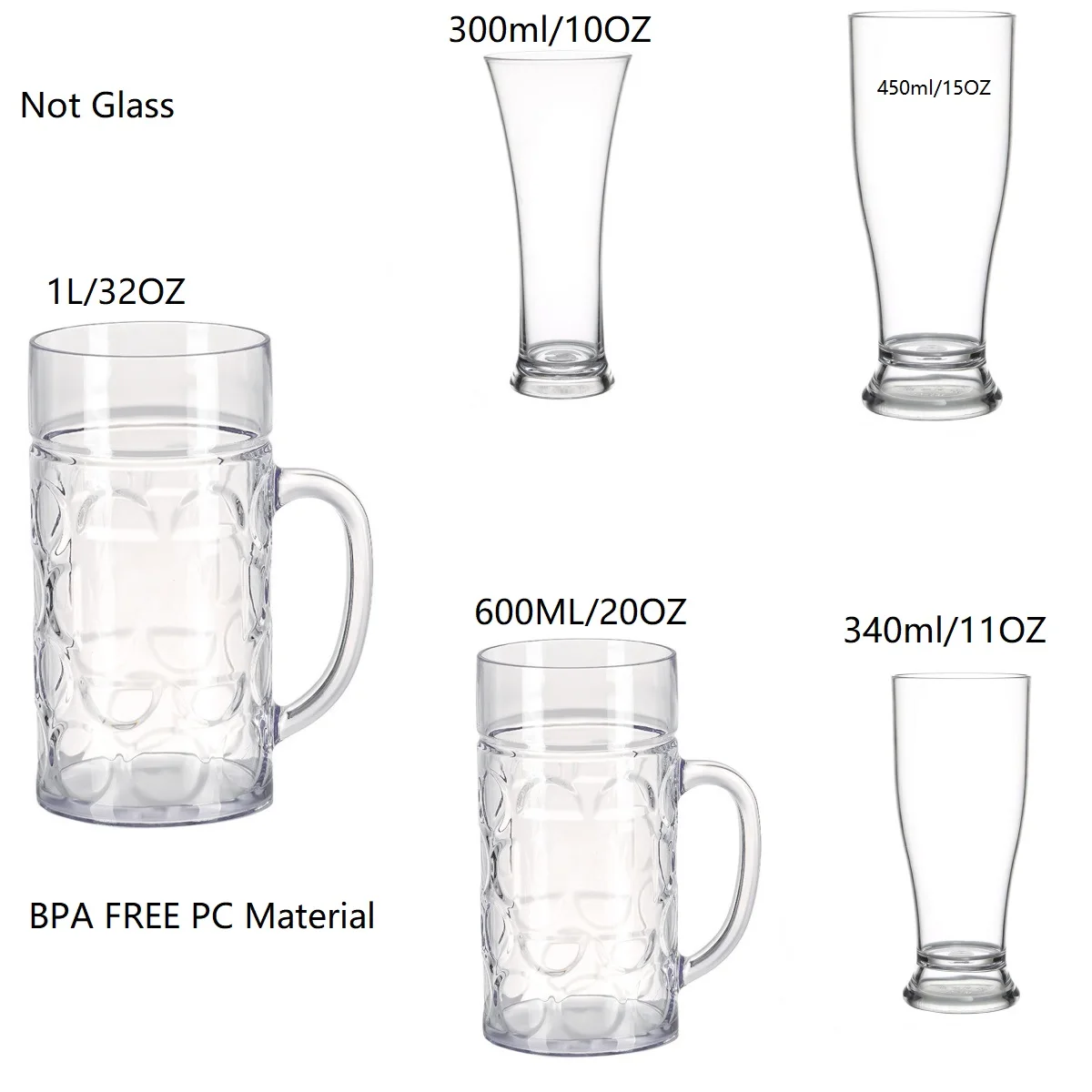Free BPA Beer Mug Made of Reusable Unbreakable Plastic Transparent ...