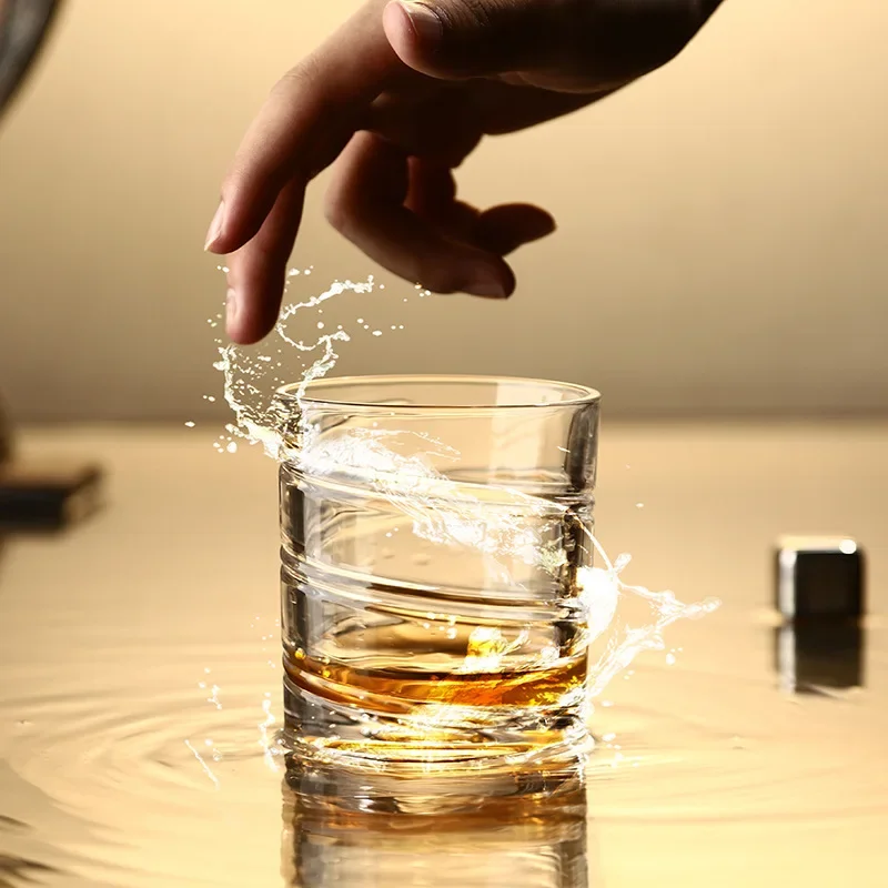 Rotating Whiskey Glass Old Fashioned Glass for Drinking Bourbon,Scotch ...