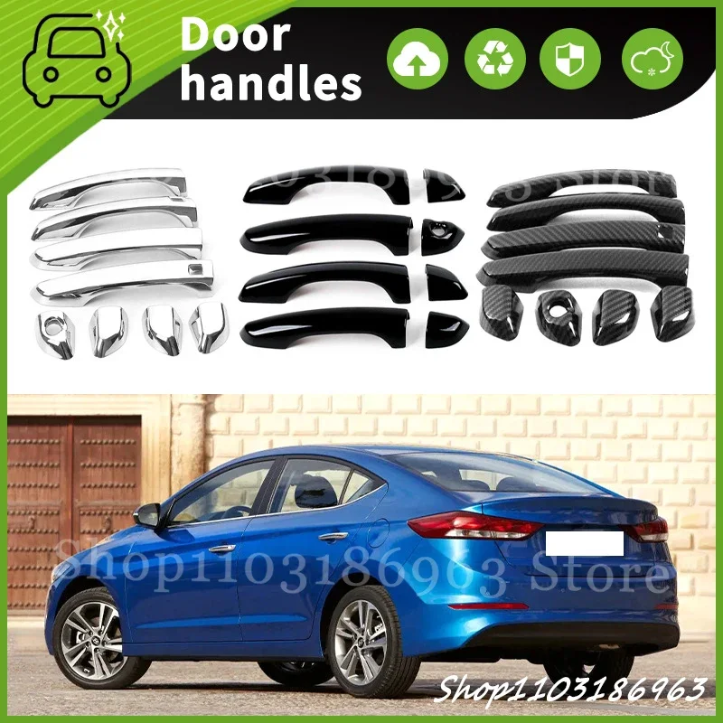 For-HYUNDAI-verna-Elantra-17-20-Gloss-Black-Chrome-Car-Door-Handle ...
