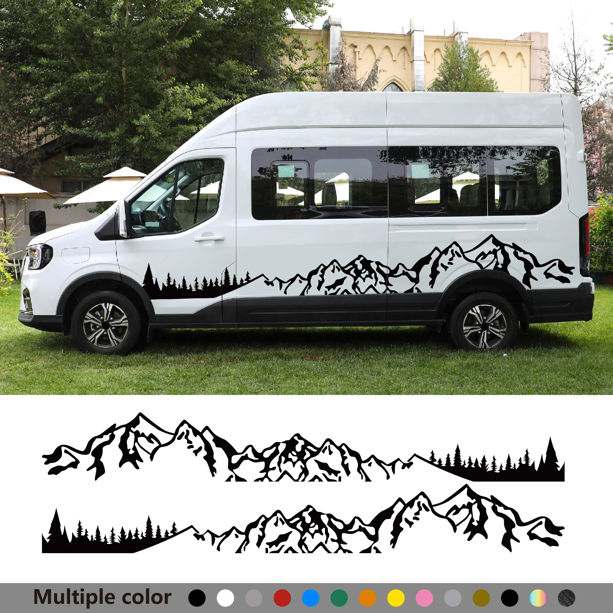 2pcs-Large-Sloping-Mountain-Range-with-Forest-Car-Sticker-for-Body-Side ...