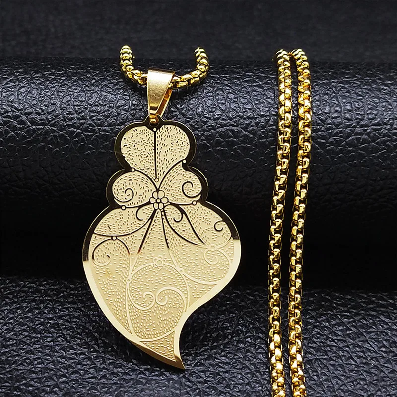 Christian Sacred Heart Stainless Steel Chain Necklaces Gold Color Chian ...