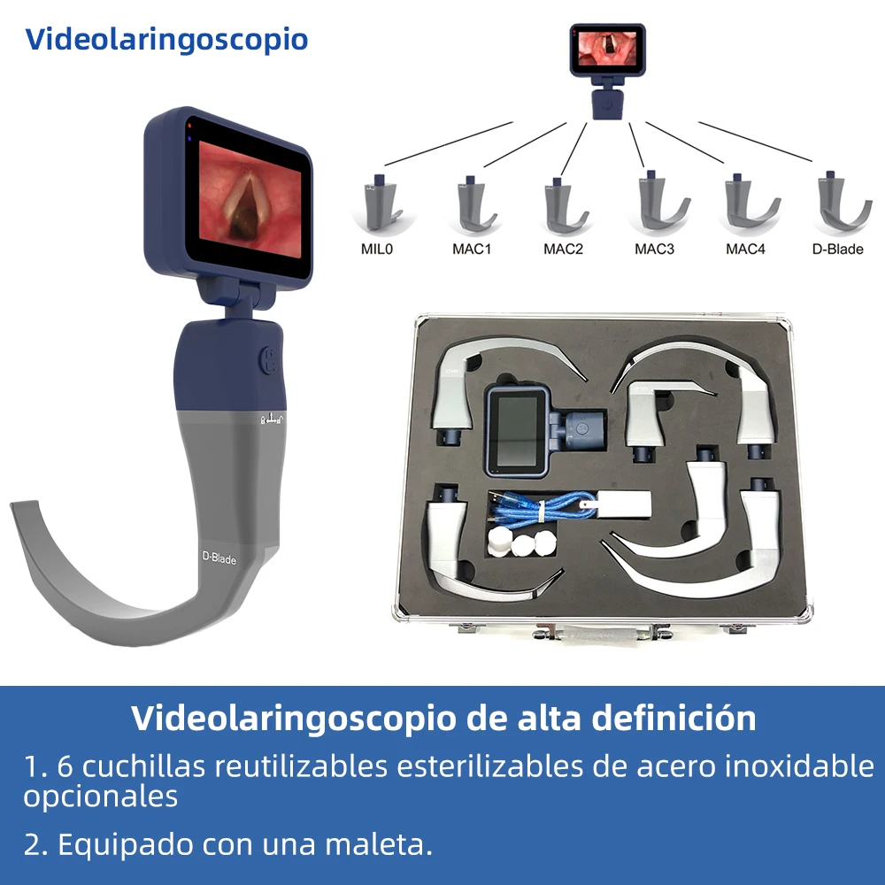 Videolaringoscopio-con-hojas-reutilizables-de-acero-inoxidable-6-mangos ...