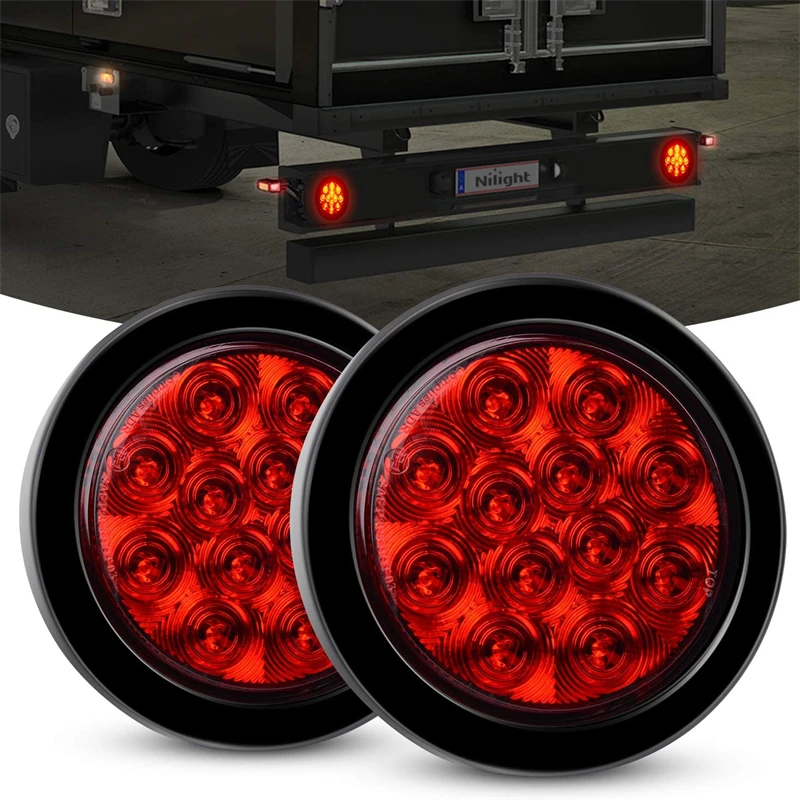 2-Pcs-4-Round-Red-LED-Tail-Lights-for-Jeep-Truck-Trailer-RV-w-Surface ...