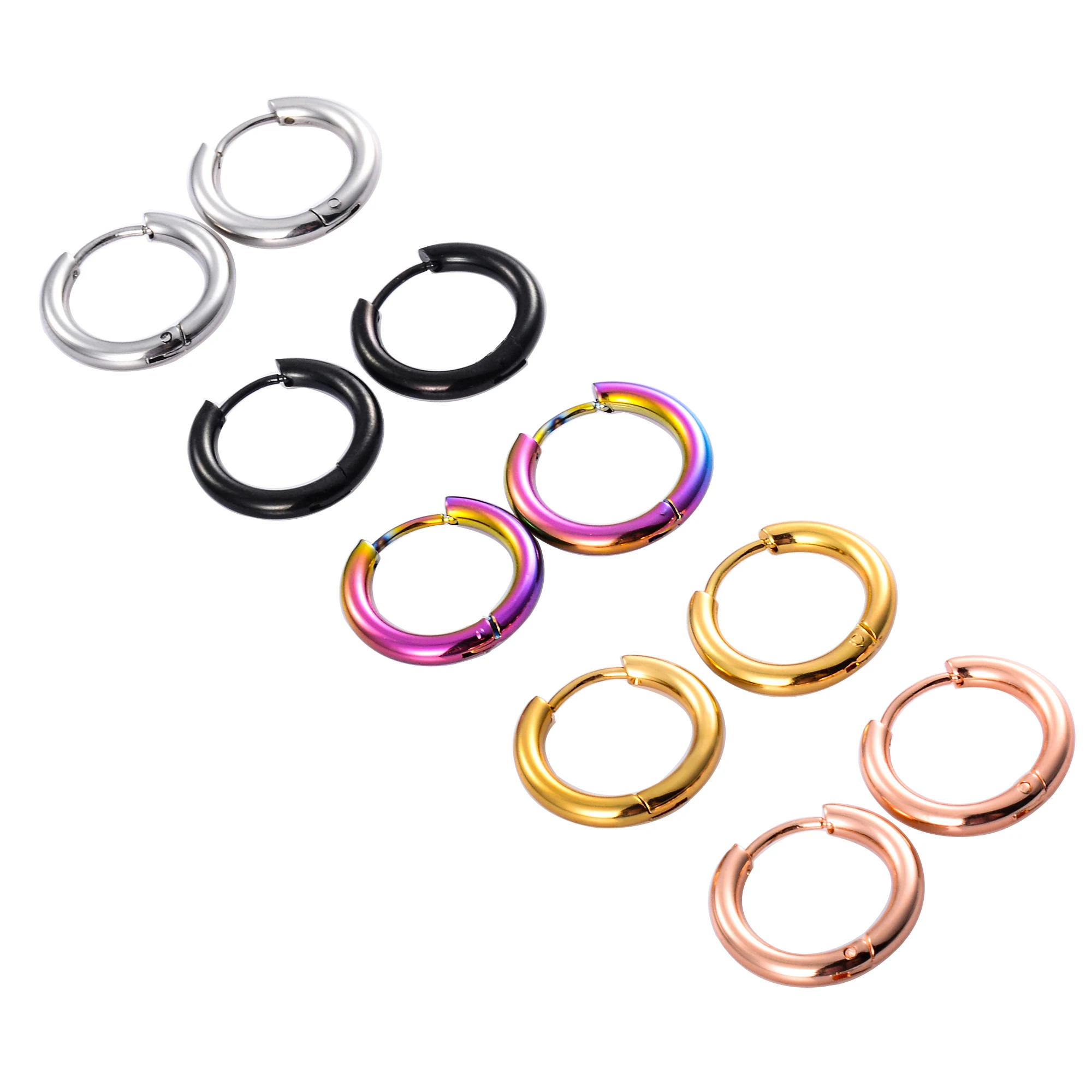 Width 2.5mm Stainless Steel 1 Pair Minimalist Earring Gold Color Tiny ...