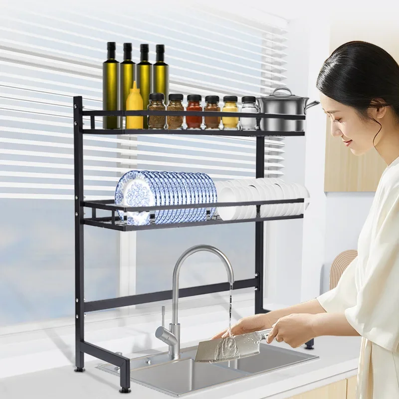 Kitchen Shelf Carbon Stainless Steel Drainage Rack Countertop Sink ...