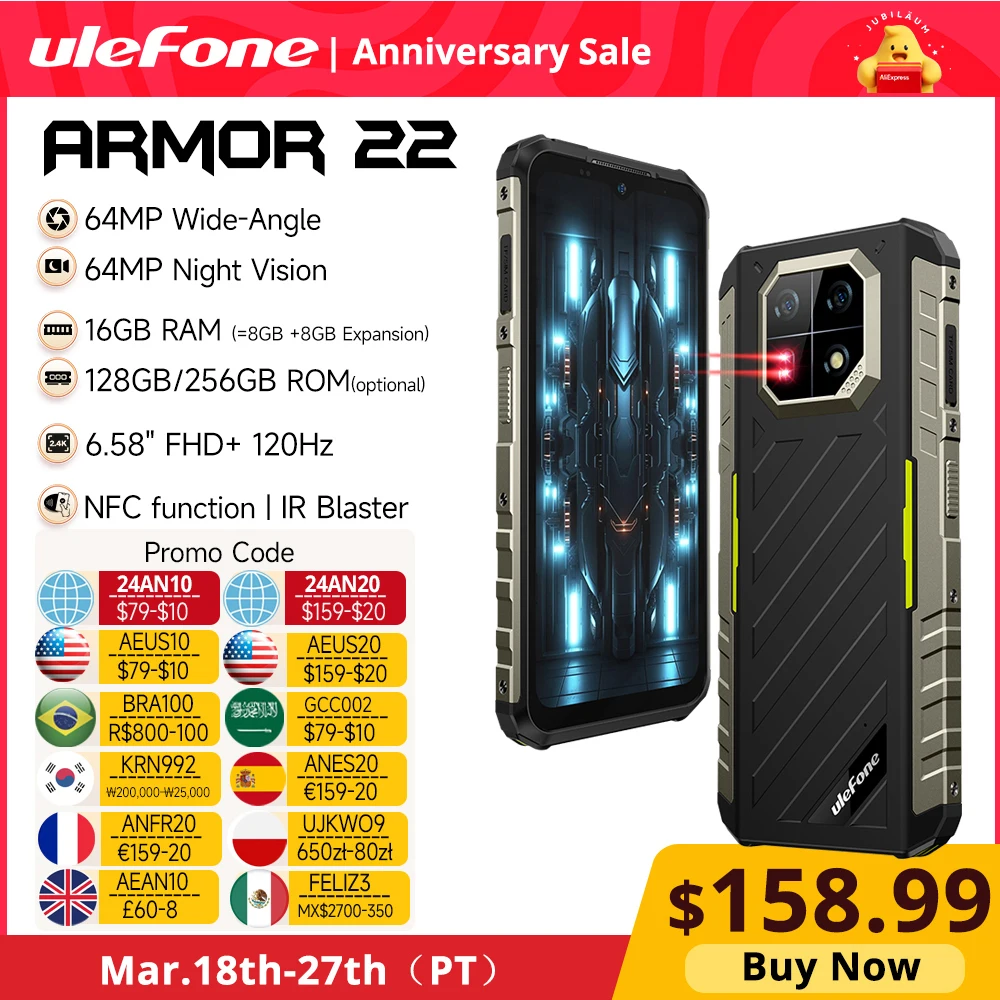 World-Premiere-Ulefone-Armor-22-Rugged-Phone-16GB-8GB-8GB-RAM-128GB ...