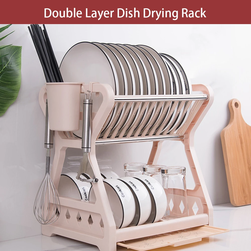 New-Dish-Drainer-Dish-Drying-Rack-Kitchen-Organizer-Double-Layer-Multi ...