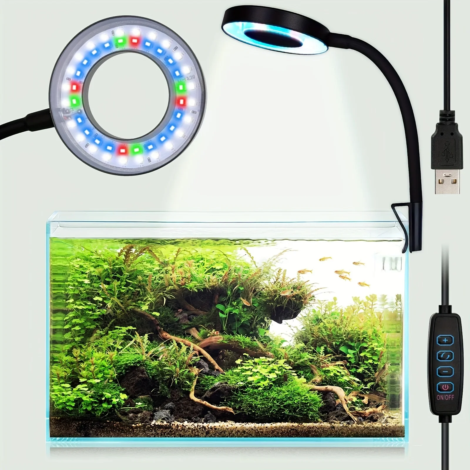 Small Aquarium Light Clip On Aquarium Light for 1 to 3 Gal Fish Tank ...