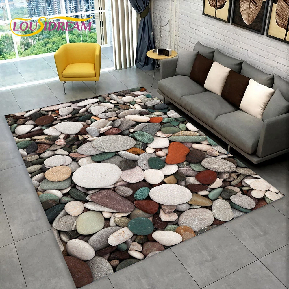 3D Stone Footprint Beach Pebbles Area Rug,Carpet Rug for Home Living ...