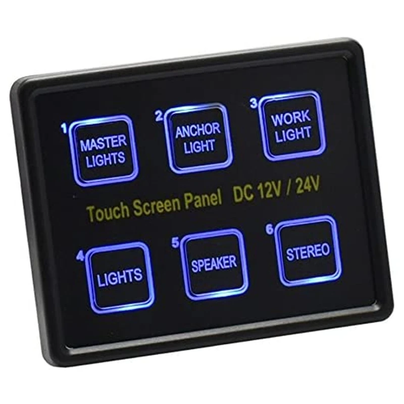 12V-24V-DC-6-Gang-LED-Switch-Panel-Slim-Touch-Control-Panel-Box-For-Car ...