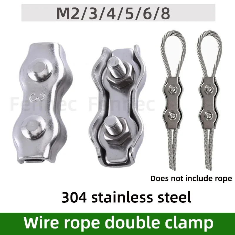 10Pcs M2-M8 Steel Wire Cable Clamp 304 Stainless Steel Double Post Bolt ...