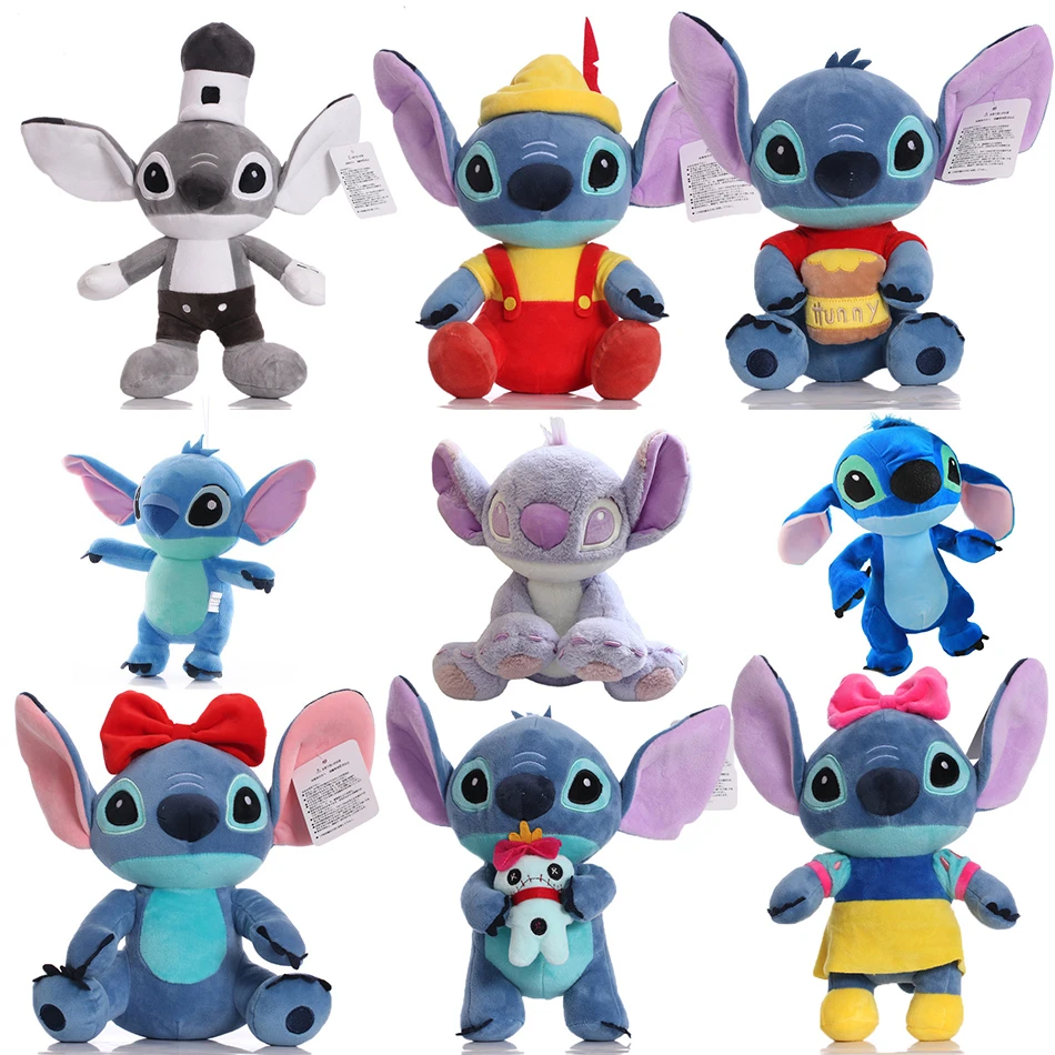 Disney Cartoon Blue Pink Stitch Plush Dolls Anime Toys Lilo and Stitch ...