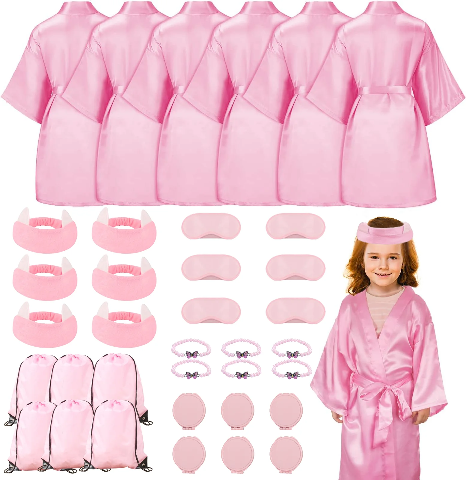 36Pcs Spa Party Robes for Girls Squad Bathrobes Soft Satin Robe for ...