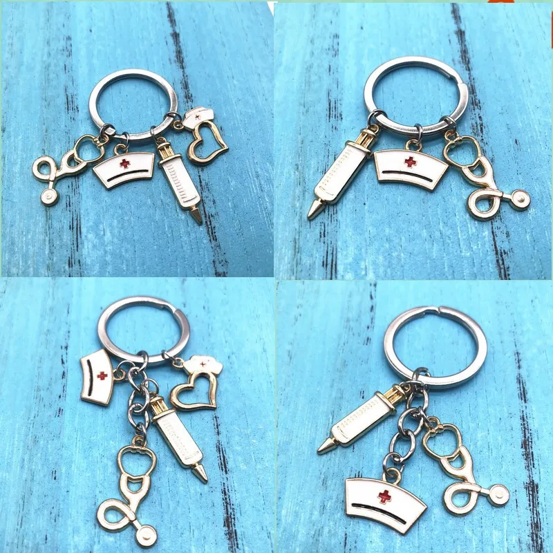Peach-Heart-Nurse-Hat-Medical-Key-Chain-Needle-Syringe-Stethoscope ...
