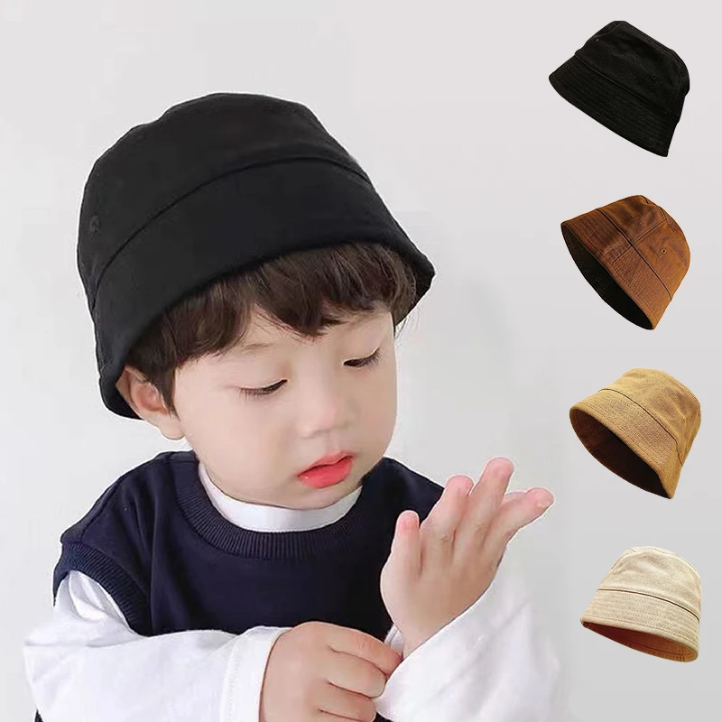 Solid Color Kids Bucket Hat Fashion Children Fisherman Cap 1-3Year Boys ...